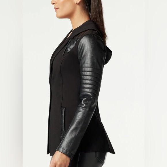 blanc noir | Jackets & Coats | Blanc Noir Hooded Moto Blazer With ...